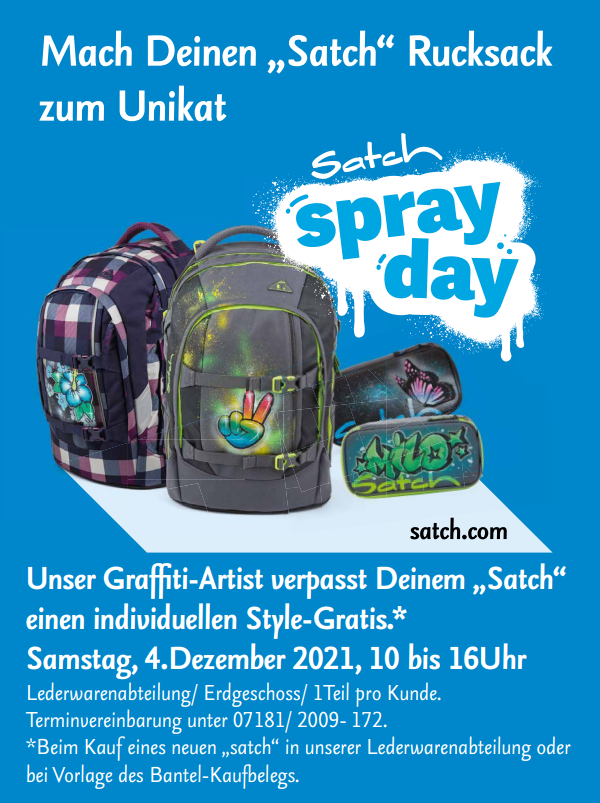 Bantel – Mode und mehr informiert: Satch Spray Day am 04.12.2021 ...