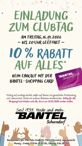 Einladung am Freitag, 16.01.2026 zum Bantel-Clubtag*! – Bantel ...